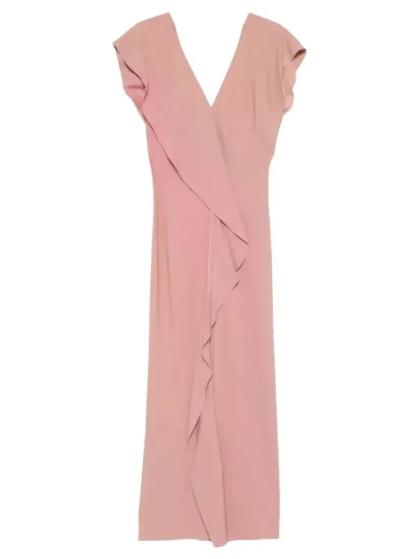 Patrizia Pepe Ruffled V-neck Maxi Dress - Pink