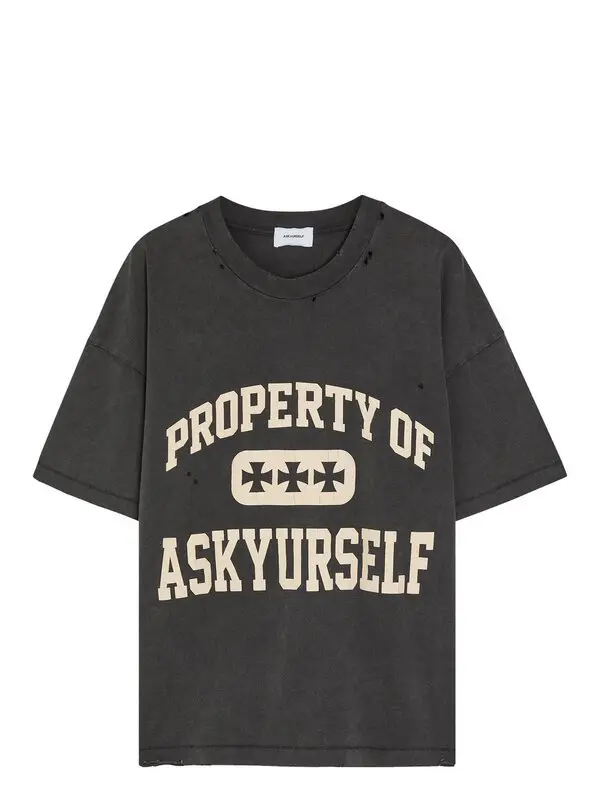 ASKYURSELF Logo-print Distressed Cotton T-shirt - Black