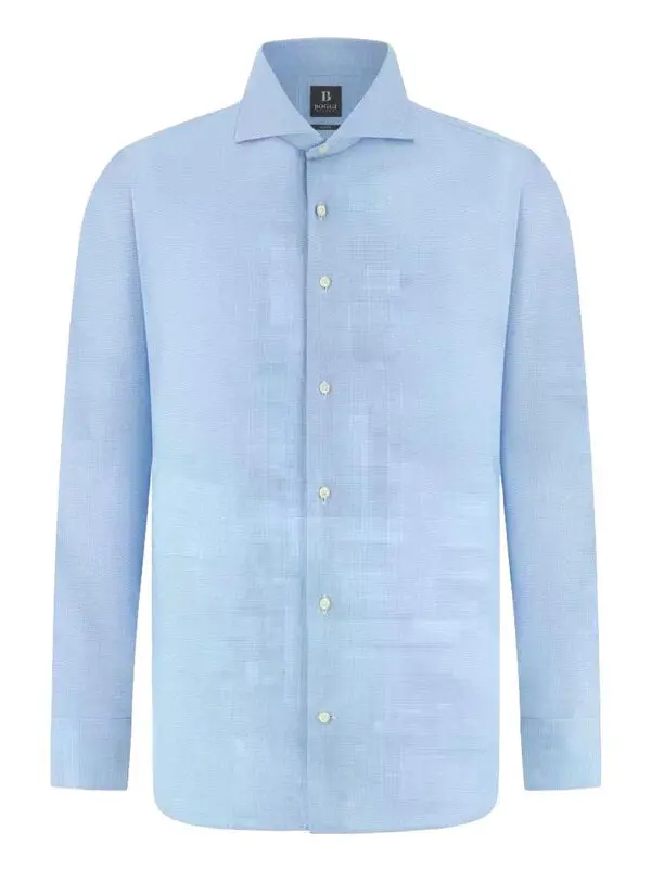 Boggi Milano Windsor Collar Houndstooth Shirt - Blue