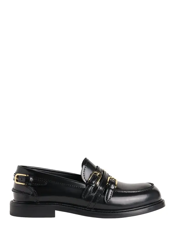 Sandro Leather Buckled Loafers - Black