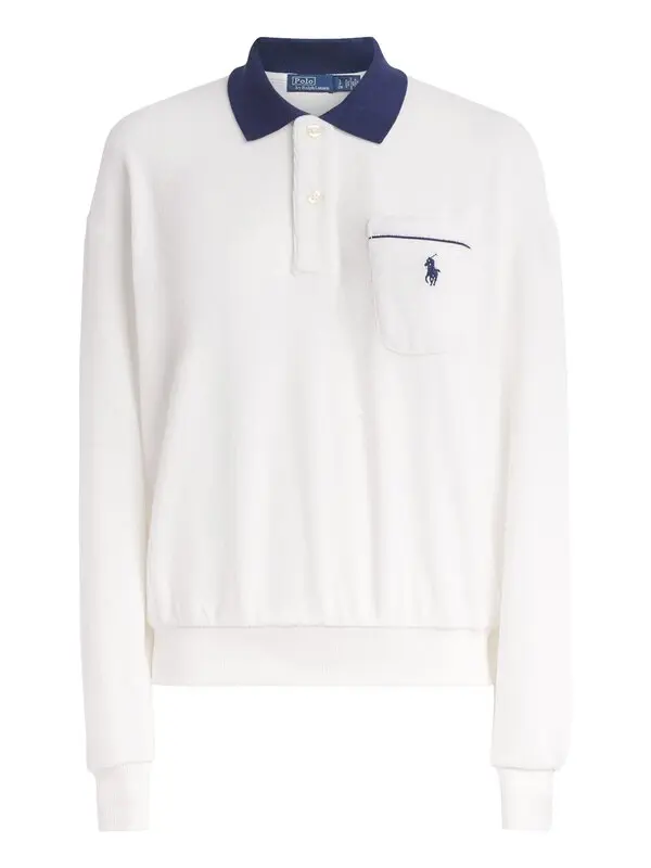 Polo Ralph Lauren Towelling Polo Pony Sweatshirt - White
