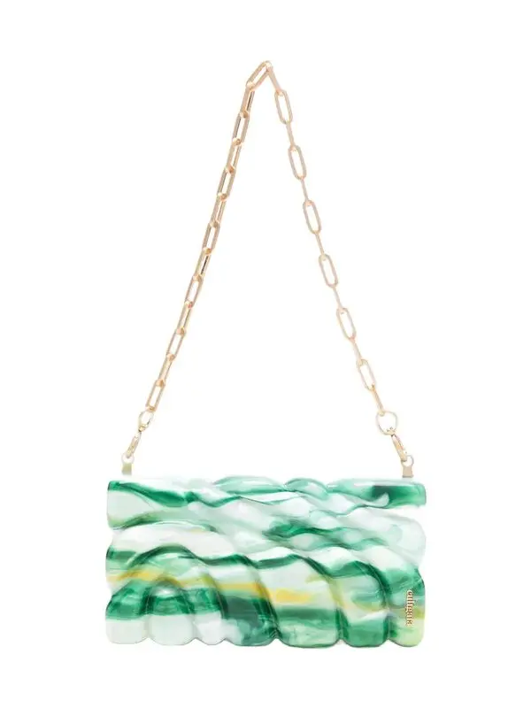 Cult Gaia Aura Marbled Clutch - Green