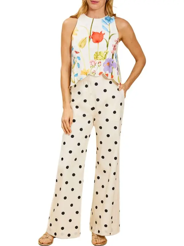 Mestiza New York Taylor Polka Dot Flared Pants - White