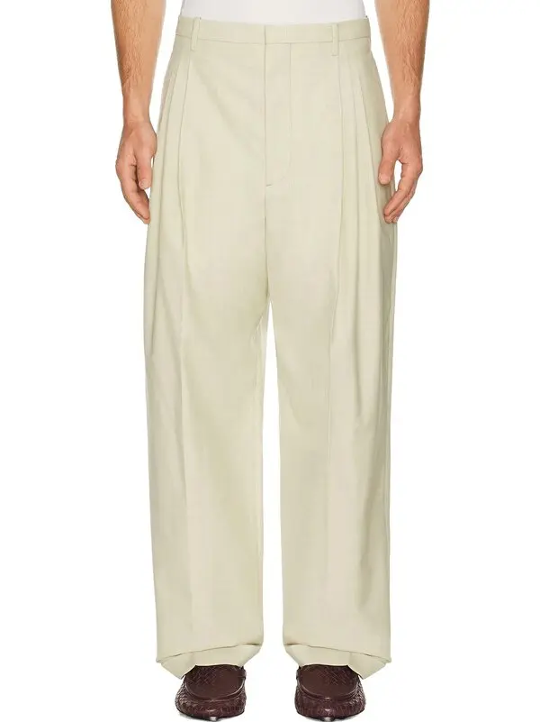 Bottega Veneta Wool Cotton Melange Gabardine Trousers - Linen Melange