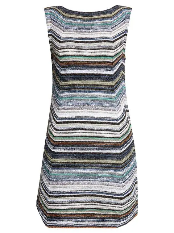 Missoni Metallic Chevron Stripe Sleeveless Sweater Dress - Multicolor Cold Tones