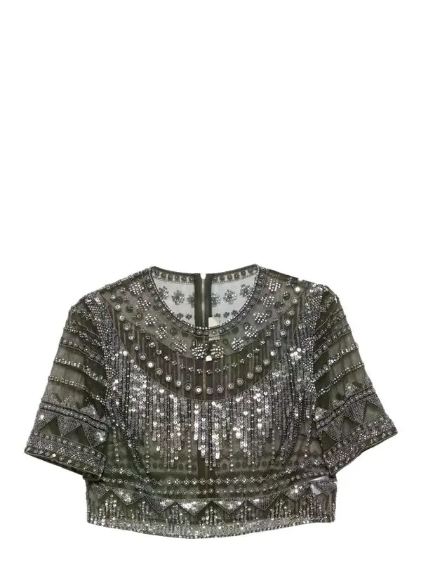 Elie Saab Sequin-embellished Beaded Top - Silver