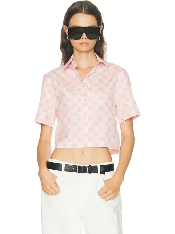 Burberry Abby Cropped Shirt - Peony Pink Ip Check