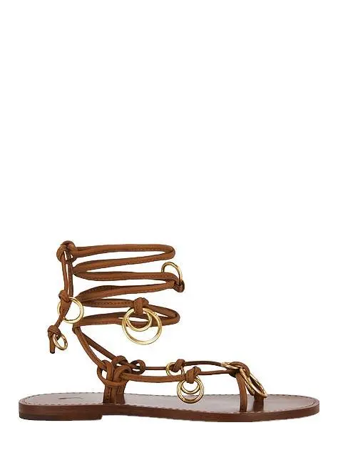 Polo Ralph Lauren Leather Ring Wrap Flat Sandals - Brown