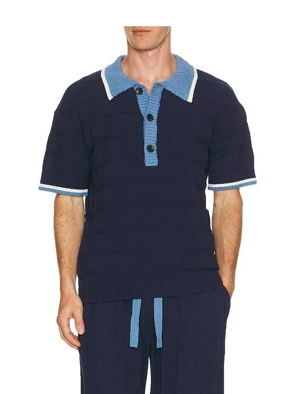 Scotch & Soda Structured Knitted Loose Fit Polo In . Also - Blue