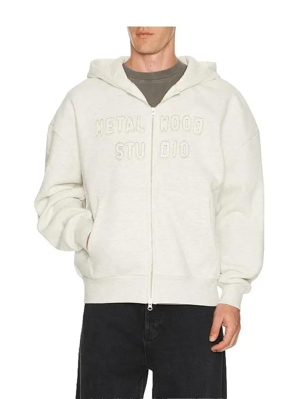 METALWOOD STUDIO Cutie Zip Hooded Sweatshirt - Light Grey