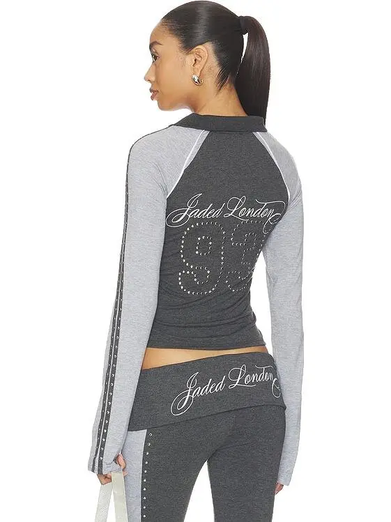 JADED LONDON Football Baby Tee Studded - Grey