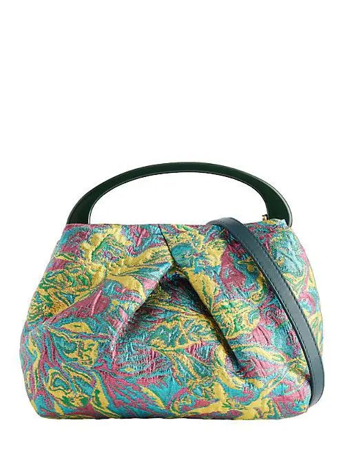 Dries Van Noten Floral-jacquard Cross-body Bag With Resin Handle - Lemon