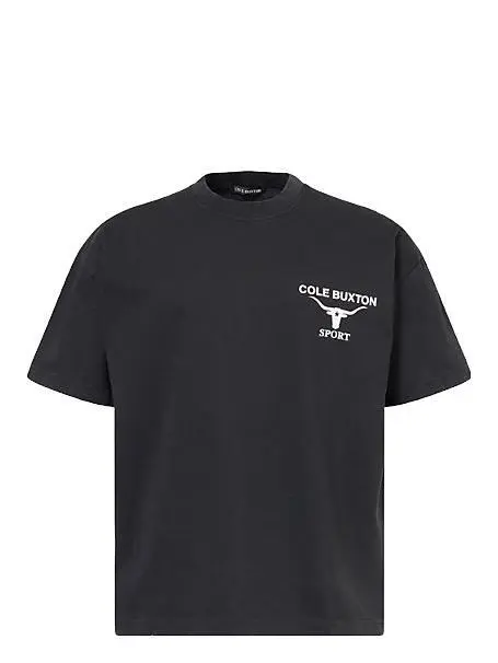 COLE BUXTON Longhorn Brand-print Cotton T-shirt - Vintage Black
