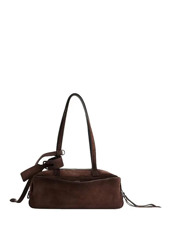 Balenciaga Carrie Small Suede Bowling Bag - Light Espresso