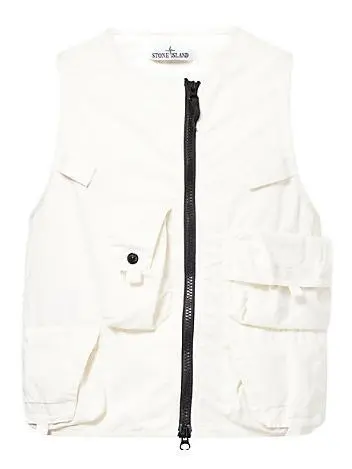 Stone Island Compass-badge Ripstop Utility Cotton-blend Vest - Ivory