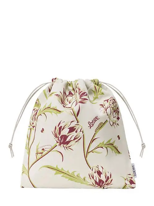 Loewe X Paula's Ibiza Artichoke Small Canvas Drawstring Pouch - Soft White