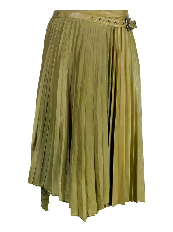 Andersson Bell Nicola Pleated Asymmetric Midi Skirt - Green
