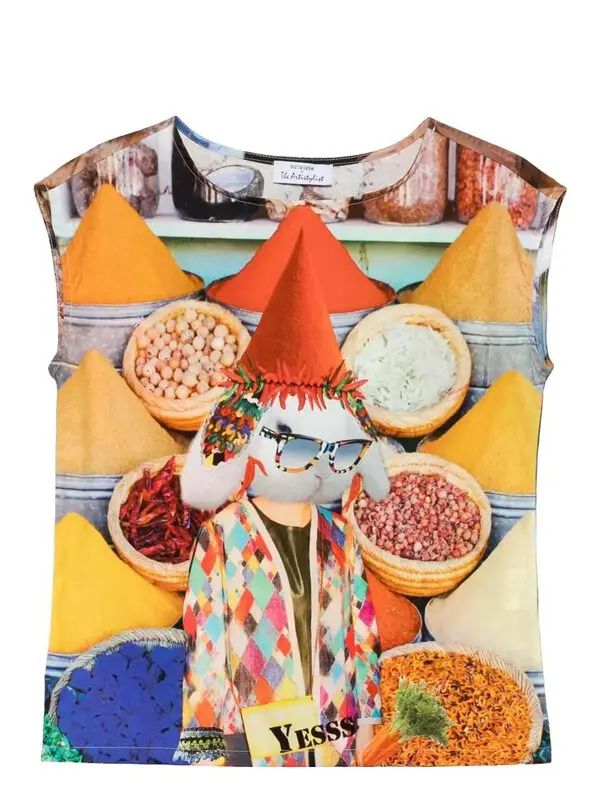 The Artistylist Graphic-print Cotton Vest - Orange