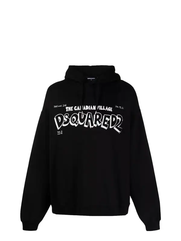 Dsquared2 Logo-print Cotton Hoodie - Black