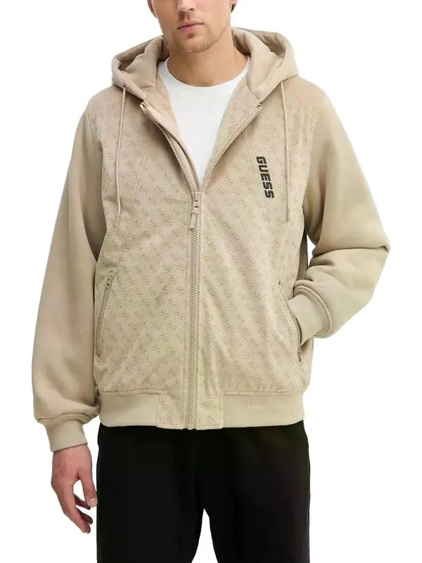 Guess Hooded Zip-up Jacket - Neutrals