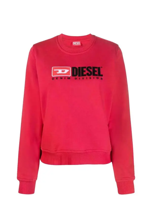 DIESEL® Crew Neck Sweatshirt With Embroidered Logo - Red