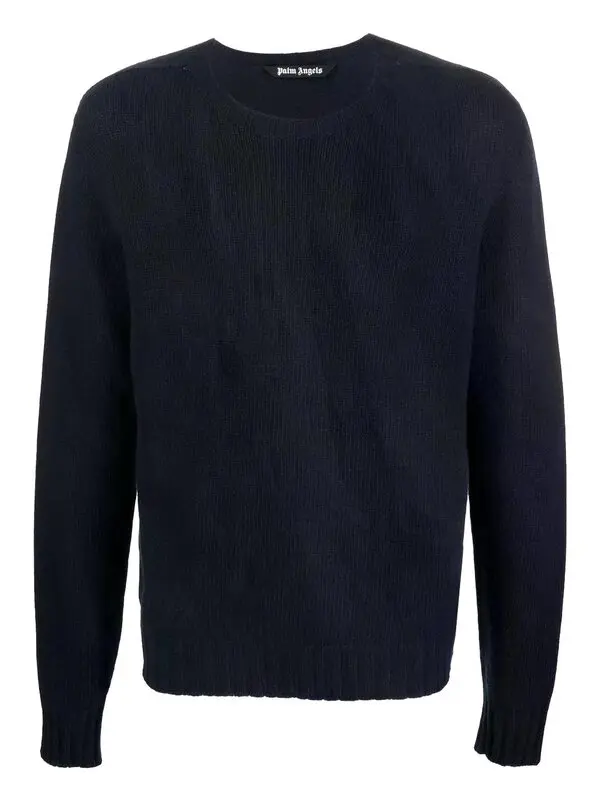 Palm Angels Intarsia-knit Logo Jumper - Blue