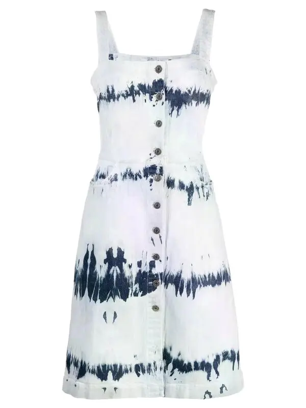 Stella McCartney Tie-dye Cotton A-line Dress - Blue