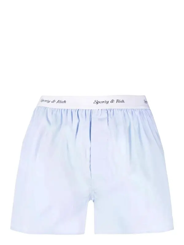 SPORTY & RICH Logo-waistband Shorts - Blue