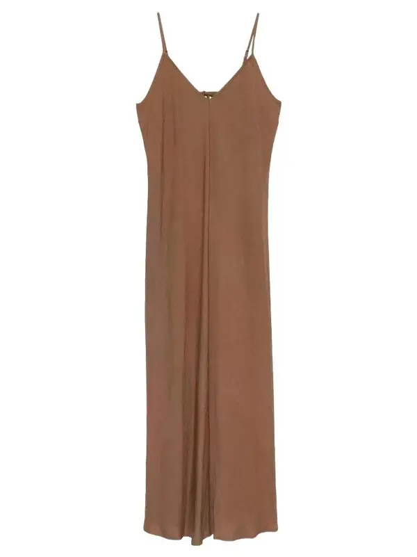 Dixie Crinkled-finish V-neck Midi Dress - Brown