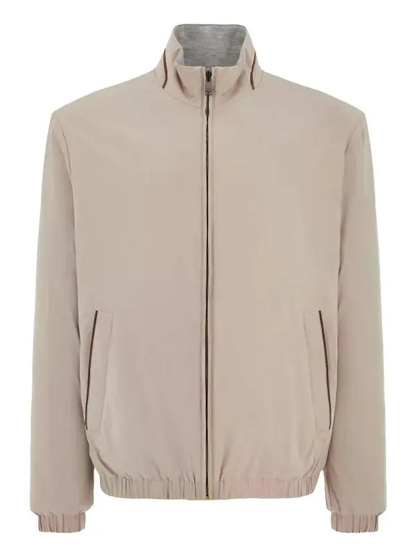 Canali Piping-detail Zip-up Jacket - Neutrals