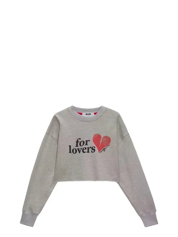 MSGM Graphic Cropped Sweatshirt - Grey