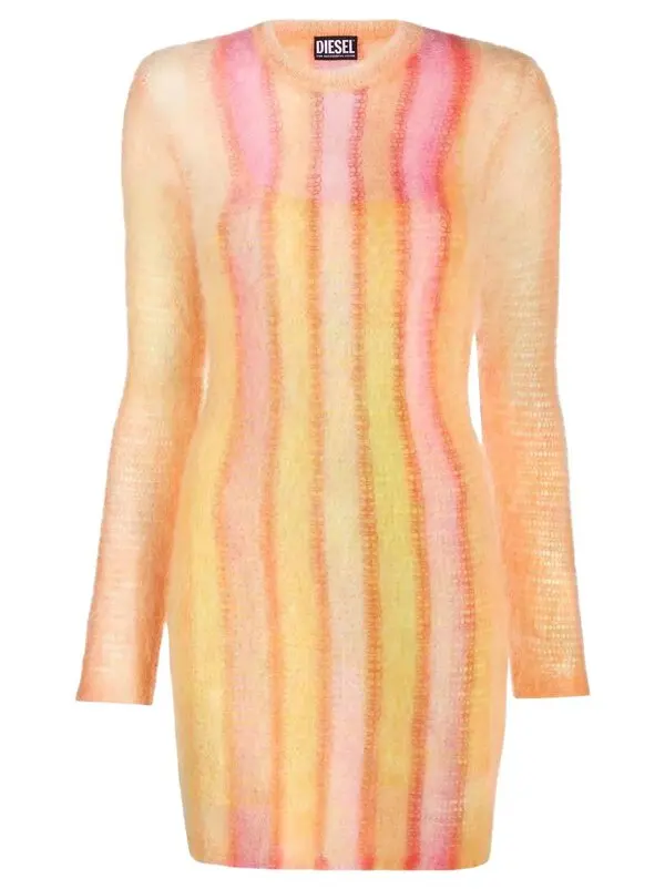 DIESEL® Striped-knit Bodycon Dress - Orange