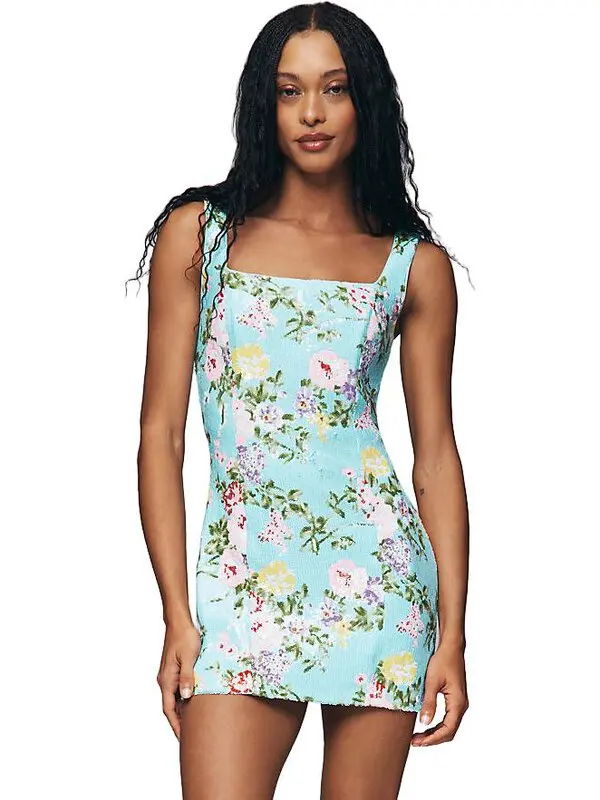 ELLIATT Emmele Square-neck Mini Dress - Mint Green