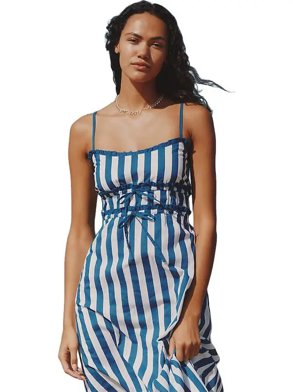 Beach Riot Cotton Levie Maxi Dress - Twilight Tides Stripes