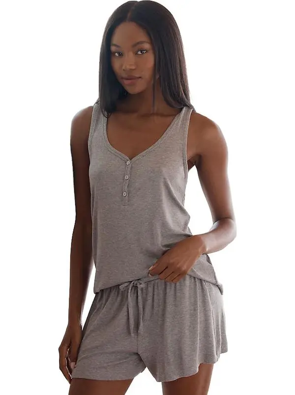 Eberjey Dream Rib V-neck Tank Top - Grey