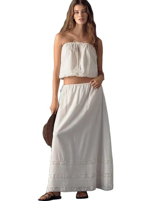 Saylor 100% Cotton Eloise Midi Skirt - White