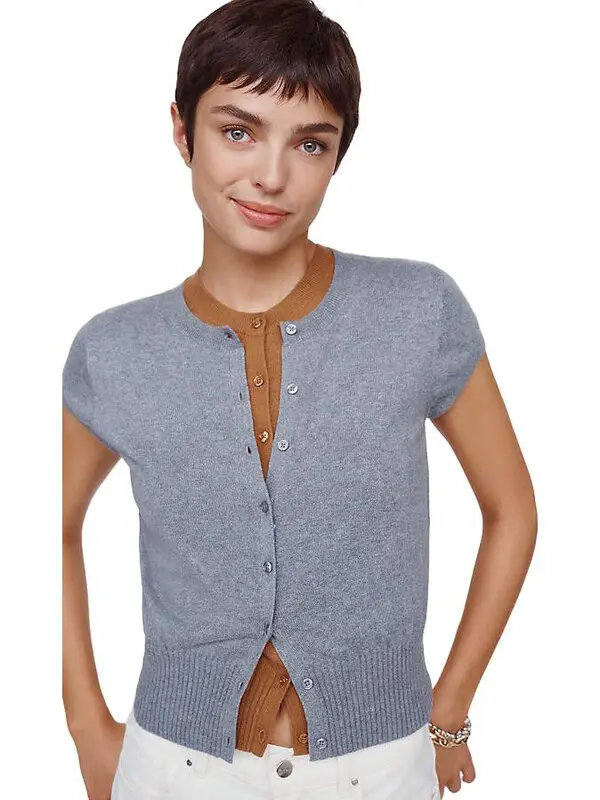 Maeve Coco Short-sleeve Cardigan - Grey