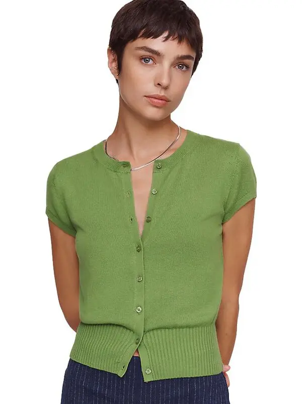 Maeve Coco Short-sleeve Cardigan - Lime