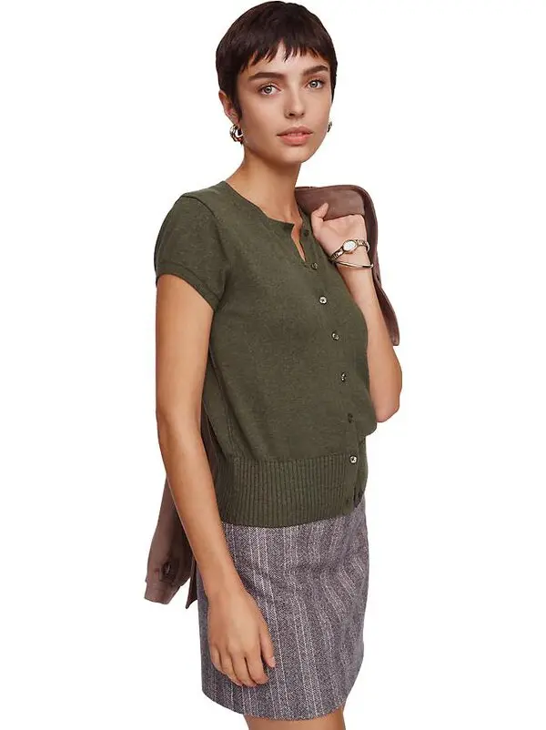 Maeve Coco Short-sleeve Cardigan - Pine