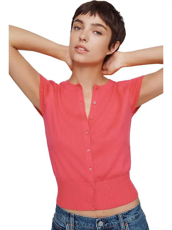 Maeve Coco Short-sleeve Cardigan - Rose