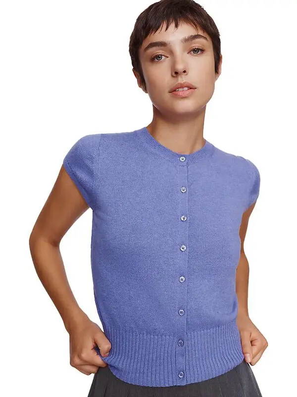 Maeve Coco Short-sleeve Cardigan - Violet