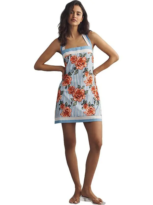 HUTCH Maren Halter-neck Mini Dress - Blue Floral