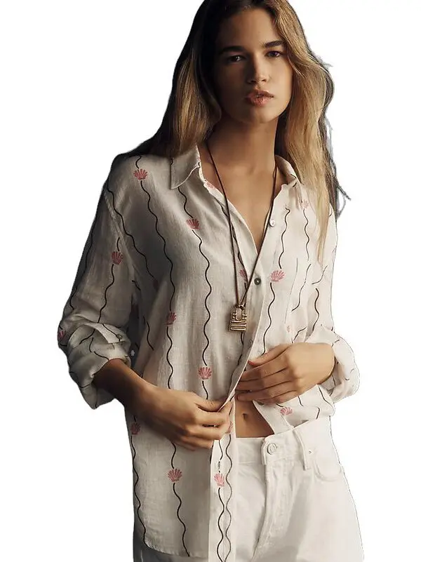 Rails Charli Buttondown Blouse - Striped Seashells