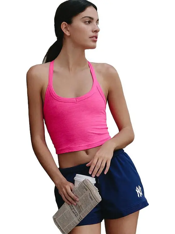 Beyond Yoga On The Up Crop Tank Top - Pink Glow Heather