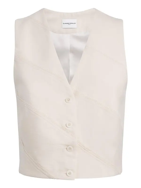 Claudie Pierlot Lace-trim Waistcoat - White