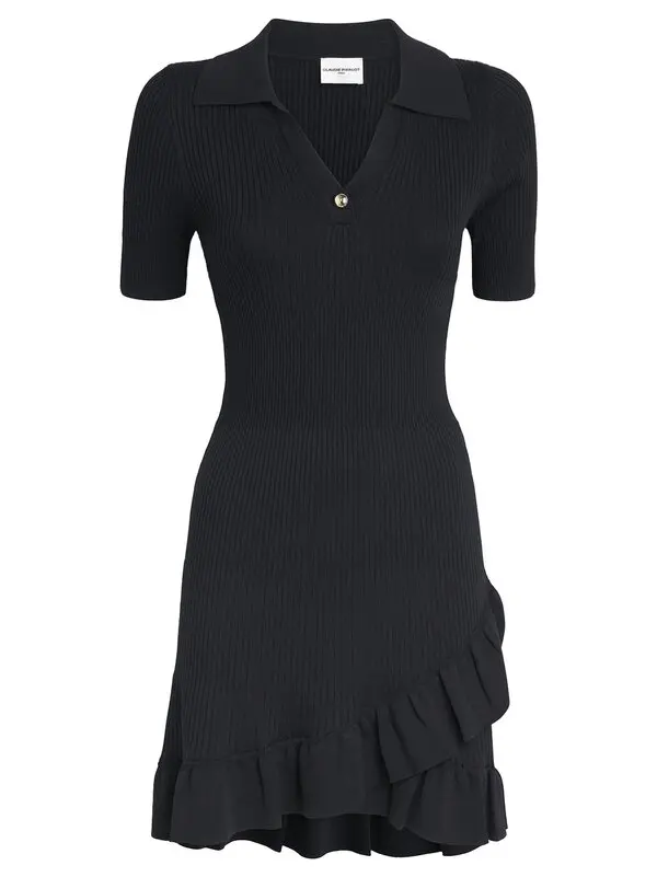 Claudie Pierlot Knitted Polo Mini Dress - Black