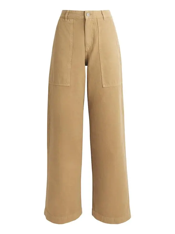 Moncler Cotton Canvas Straight Trousers - Beige