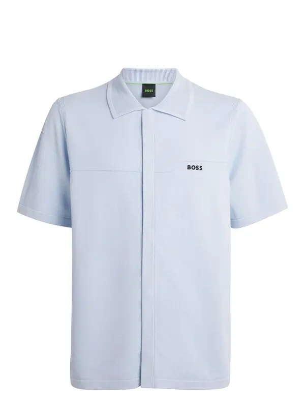 BOSS Logo Short-sleeve Cardigan - Blue