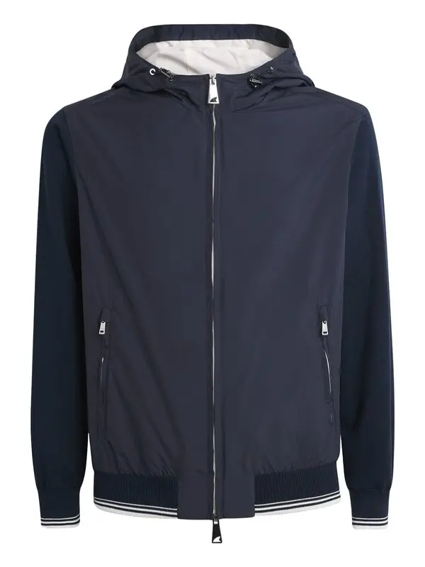 Paul & Shark Cotton Hybrid Hooded Bomber Jacket - Navy