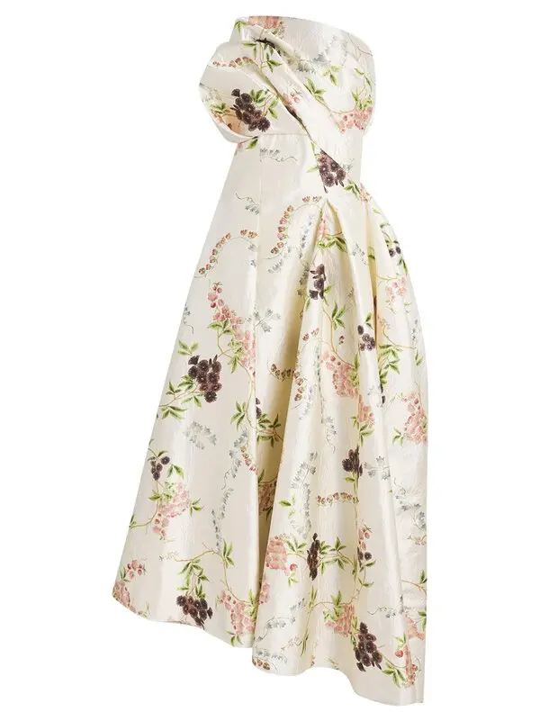 Erdem Floral Print Satin Midi Dress - White